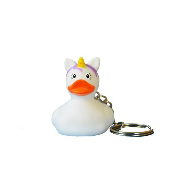 Unicorn White Rubber Duck Key Ring – The Venice Duck Store